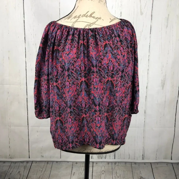 Joie Silk Peasant Blouse Joie 100% Silk Black 3/4 Sleeve Silk Top Size